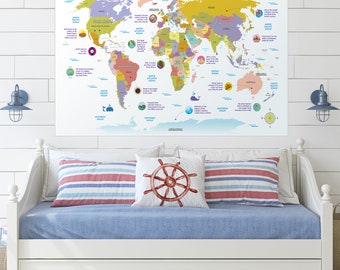 Digital WORLD MAP Word Cloud Art Wordle Makes Great Teacher - Etsy
