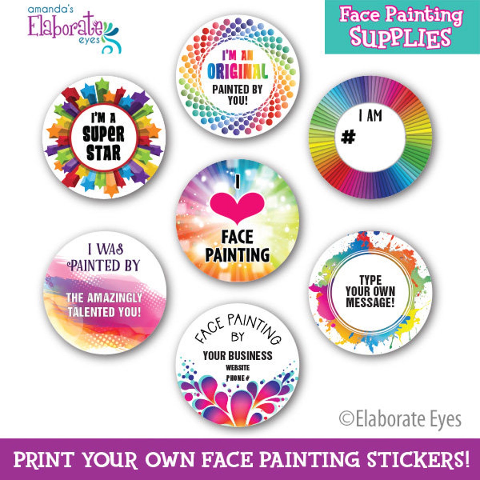Print-your-own STICKERS Face Painting Sticker Templates - Etsy