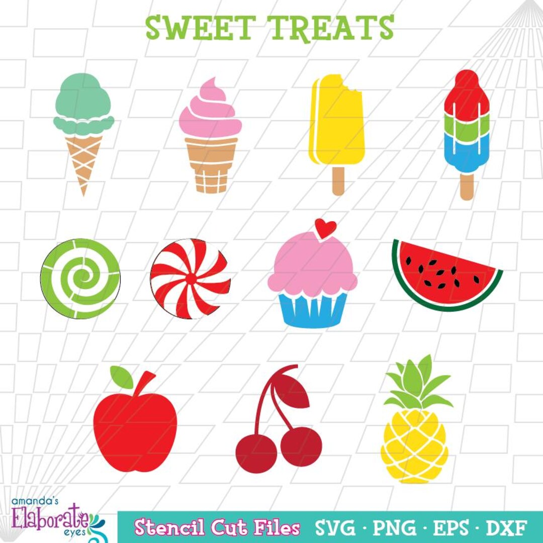 SWEET TREATS Stencil Set - DIGITAL Download - Svg Eps Png Dxf - Perfect ...