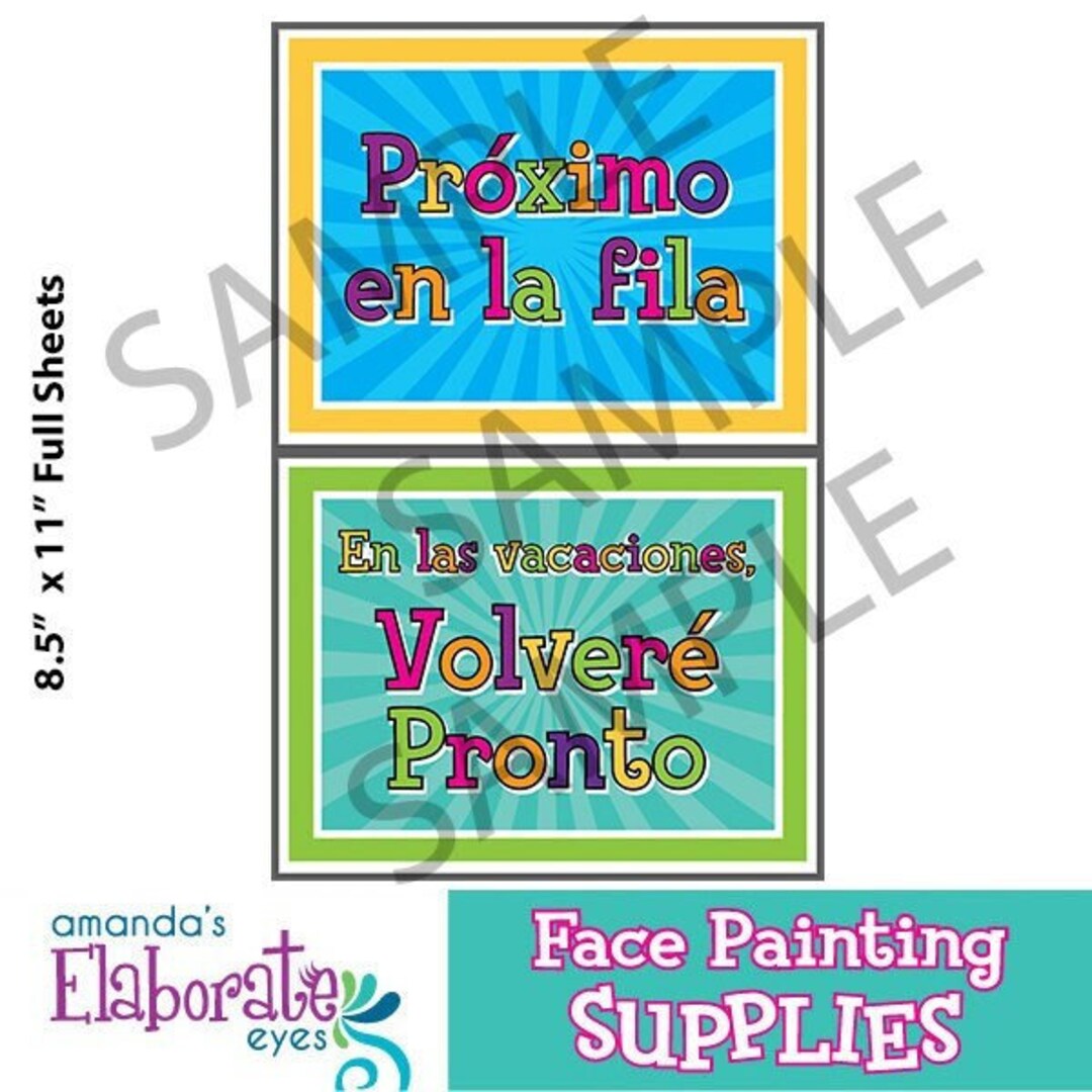 SPANISH Face Painting Signs Line Management Signs - Etsy