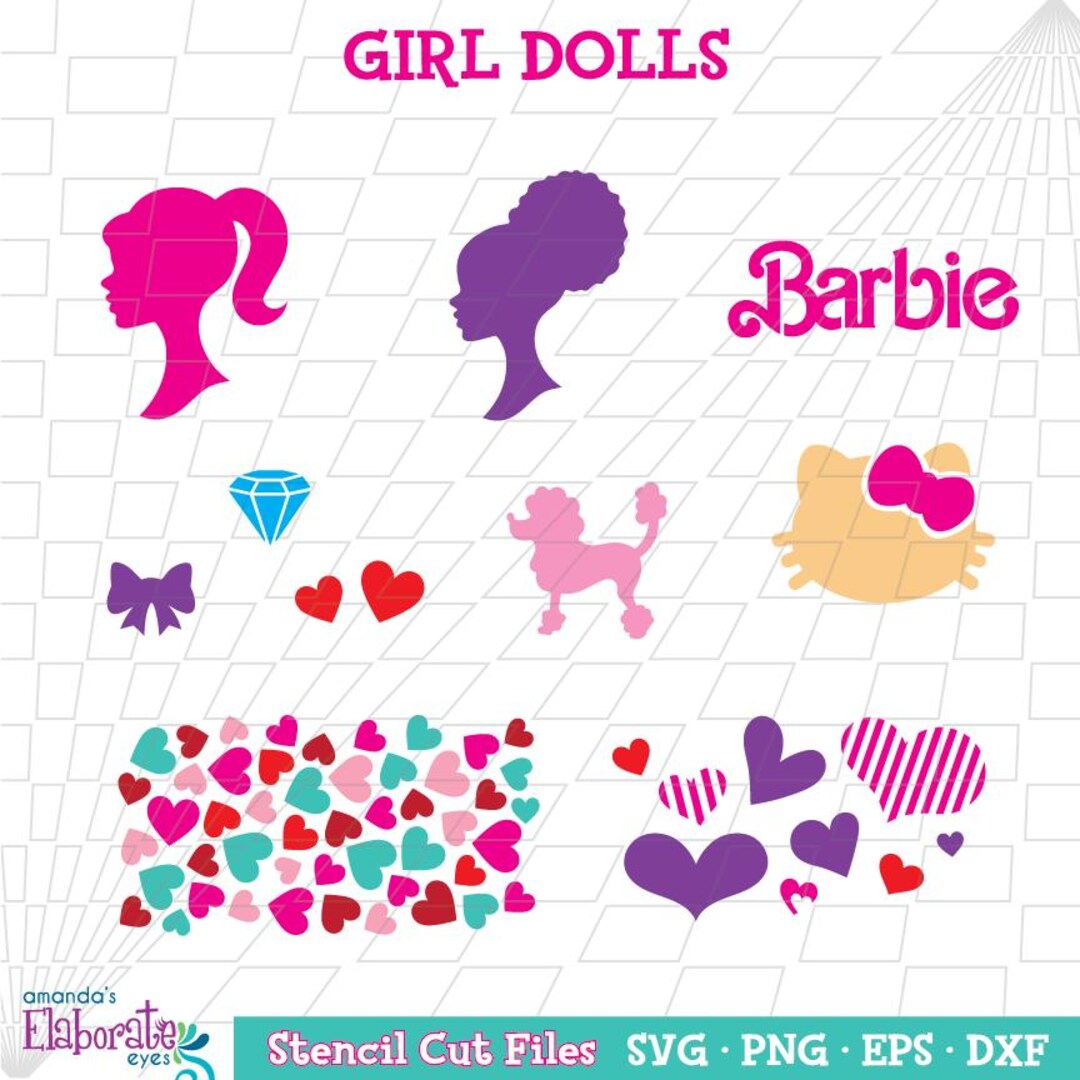 GIRL DOLLS Stencil Set - Svg Eps Png Dxf - Perfect for Face Painting ...