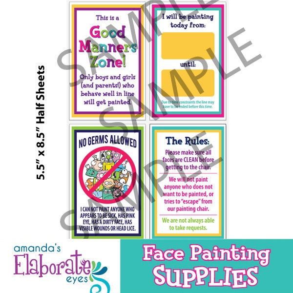 FACE PAINTING SIGNS - Rules and Info Signs - Etsy