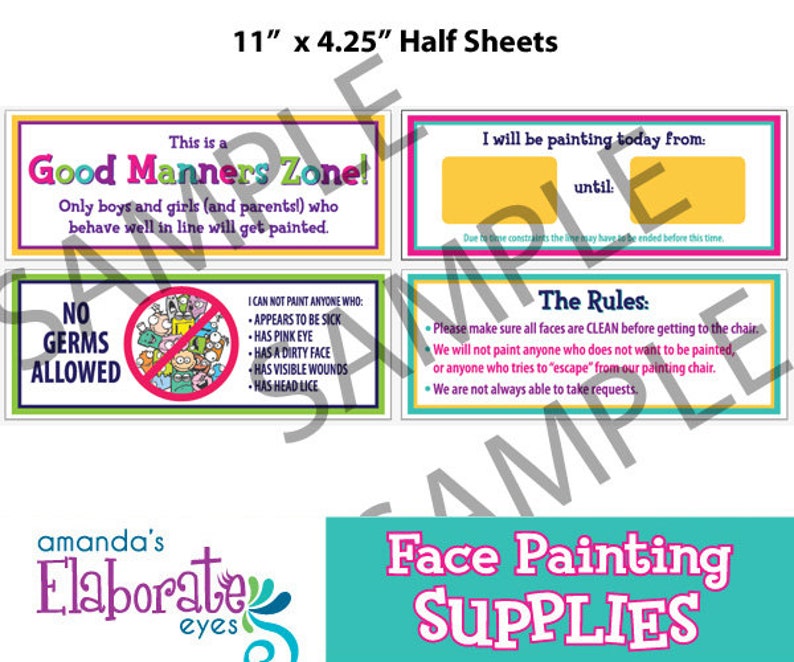 FACE PAINTING SIGNS - Rules and Info Signs - Etsy UK
