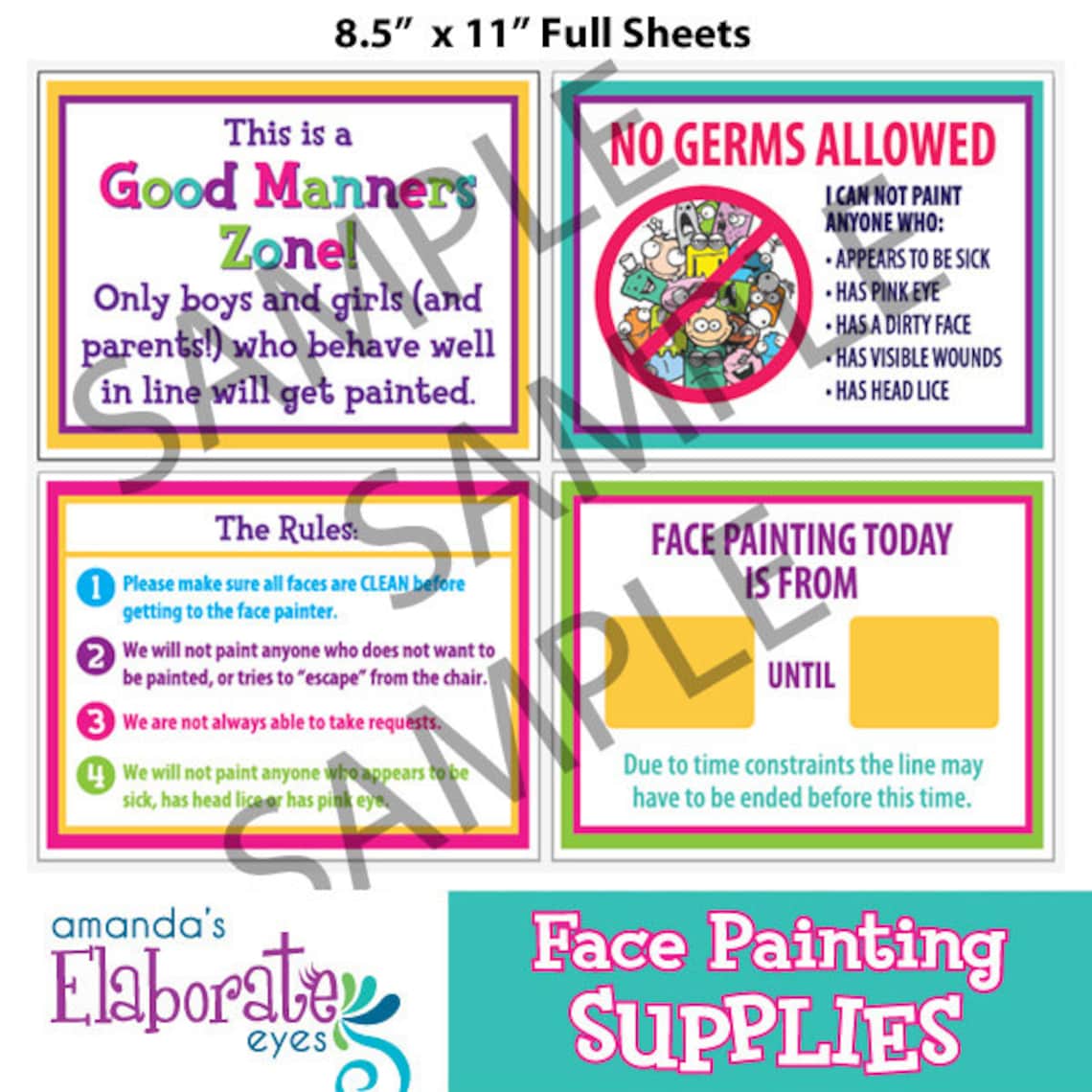 FACE PAINTING SIGNS - Rules and Info Signs - Etsy