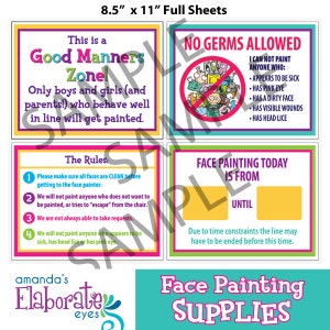 FACE PAINTING SIGNS - Rules and Info Signs - Etsy