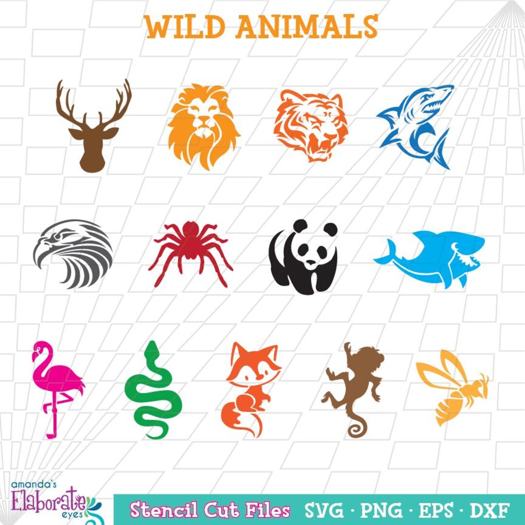 WILD ANIMALS Stencil Set - Svg Eps Png Dxf - Perfect for Face Painting ...