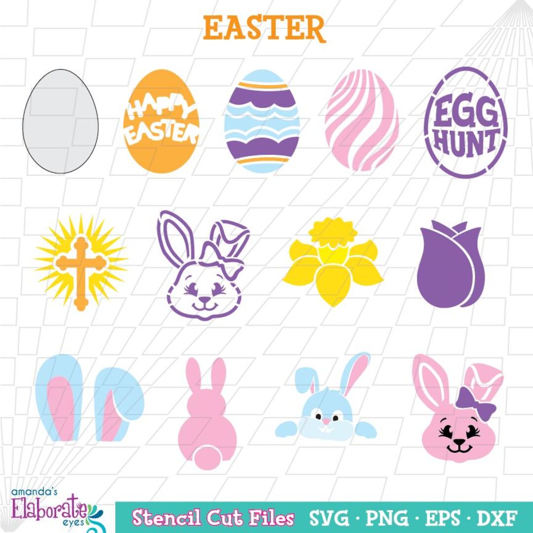 EASTER Stencil Set - DIGITAL DOWNLOAD - Svg Eps Png Dxf - Perfect for ...