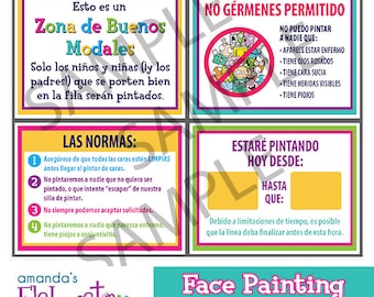 FACE PAINTING SIGNS Rules and Info Signs - Etsy