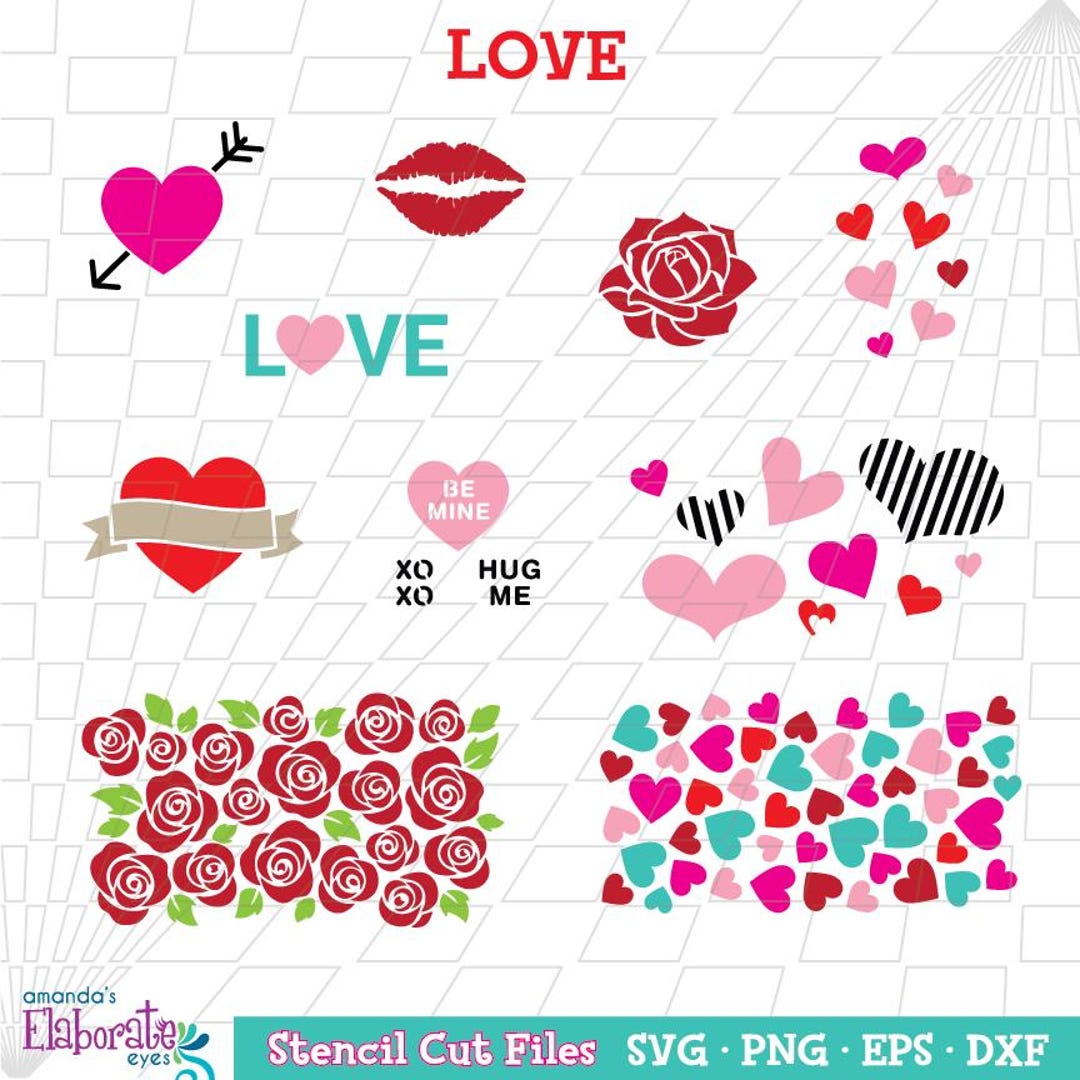 LOVE Stencil Set - DIGITAL DOWNLOAD - Svg Eps Png Dxf - Perfect for ...