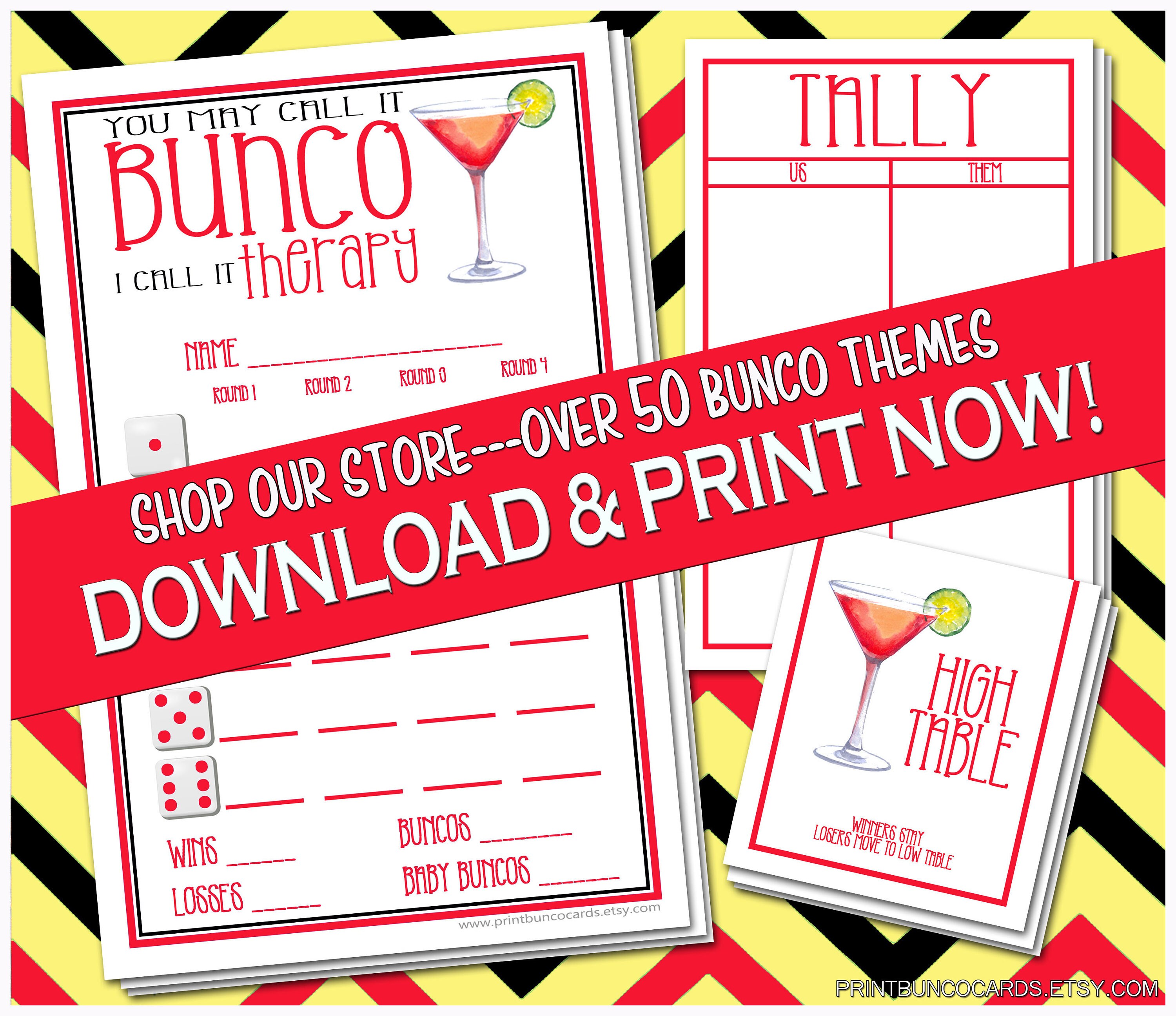 Printable Bunco Cards Set Custom Bunko Card Download Bunko | Etsy