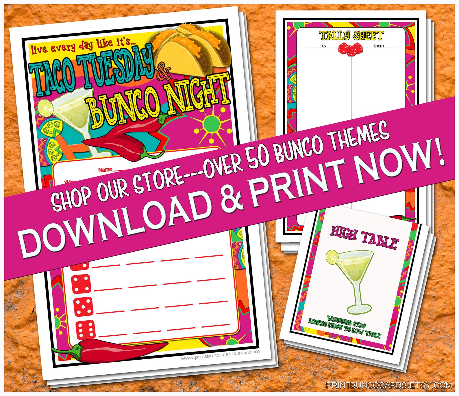 Printable Taco Mexican Themed Bunco Cards Bunko Scorecards - Etsy