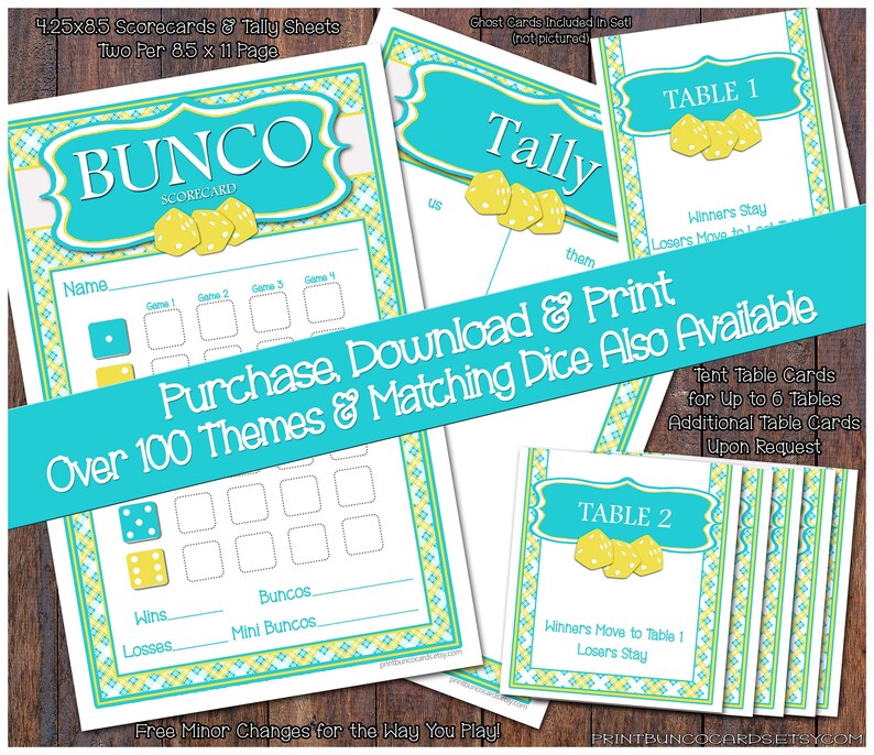 Spring Themed Printable Bunco Card Bunko Scorecards Score Sheets ...
