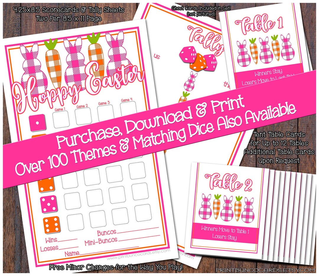 Hoppy Easter Bunco Set Easter Bunko Scorecards Printables Tally ...