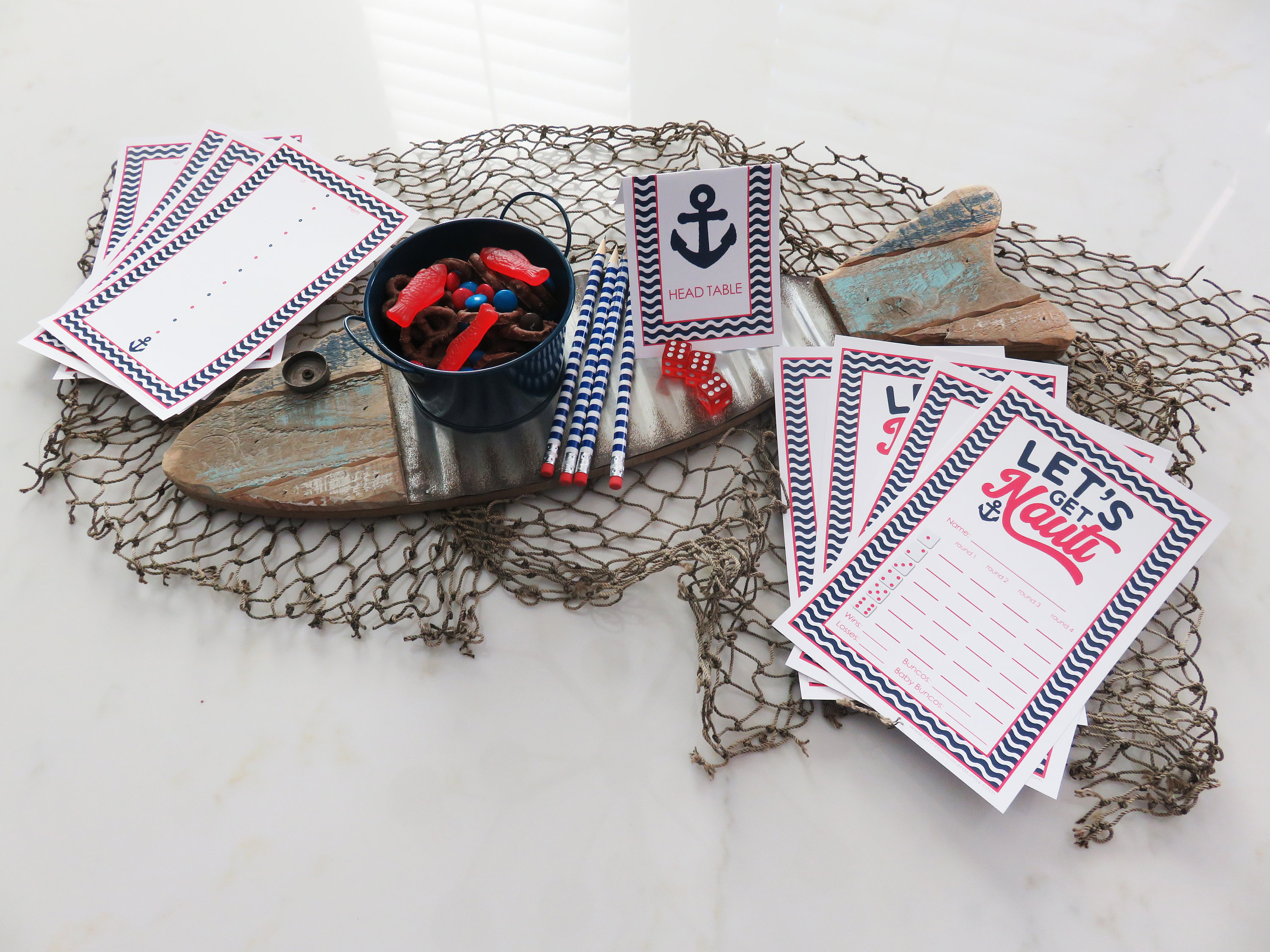 Printable Nautical Themed Bunco Cards Bunko Party Instant Download - Etsy