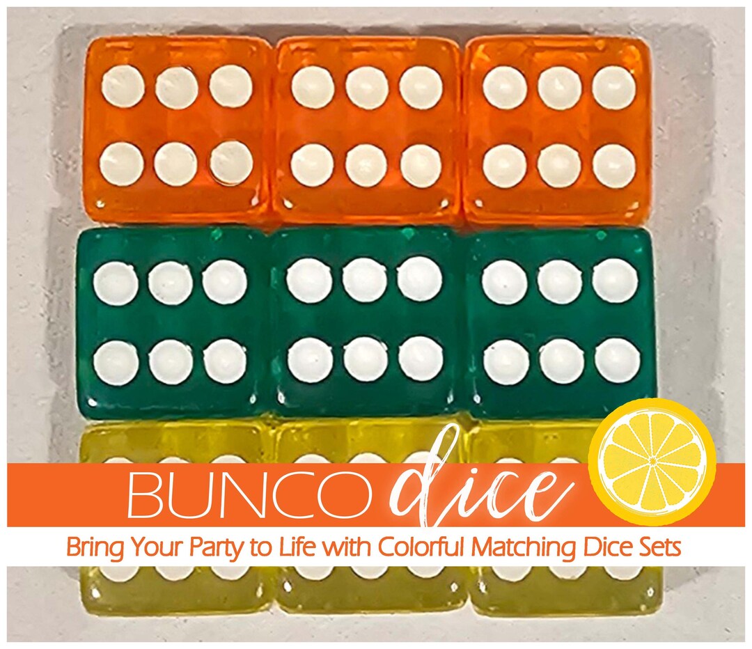 Set of 9 Dice Bunko 16mm for Your Spring Summer Themed Bunco Party FREE ...