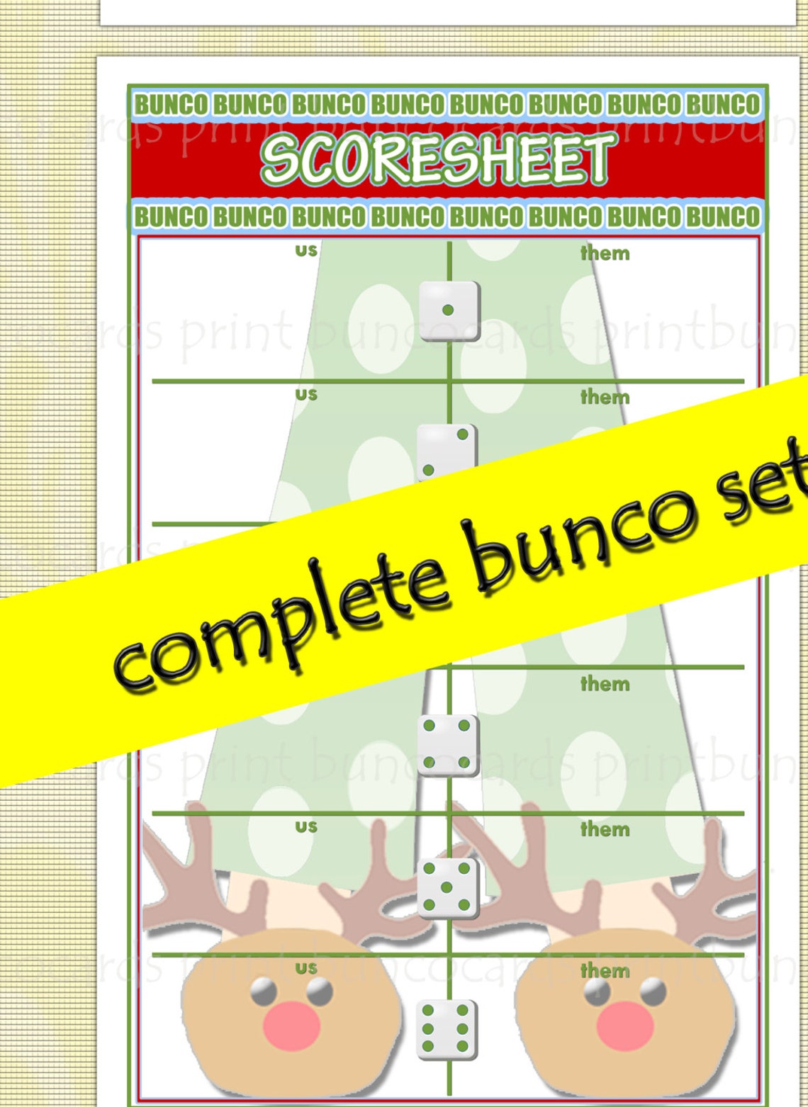 Holiday Christmas Pajama Party Bunco Printable Set Bunko Cards - Etsy