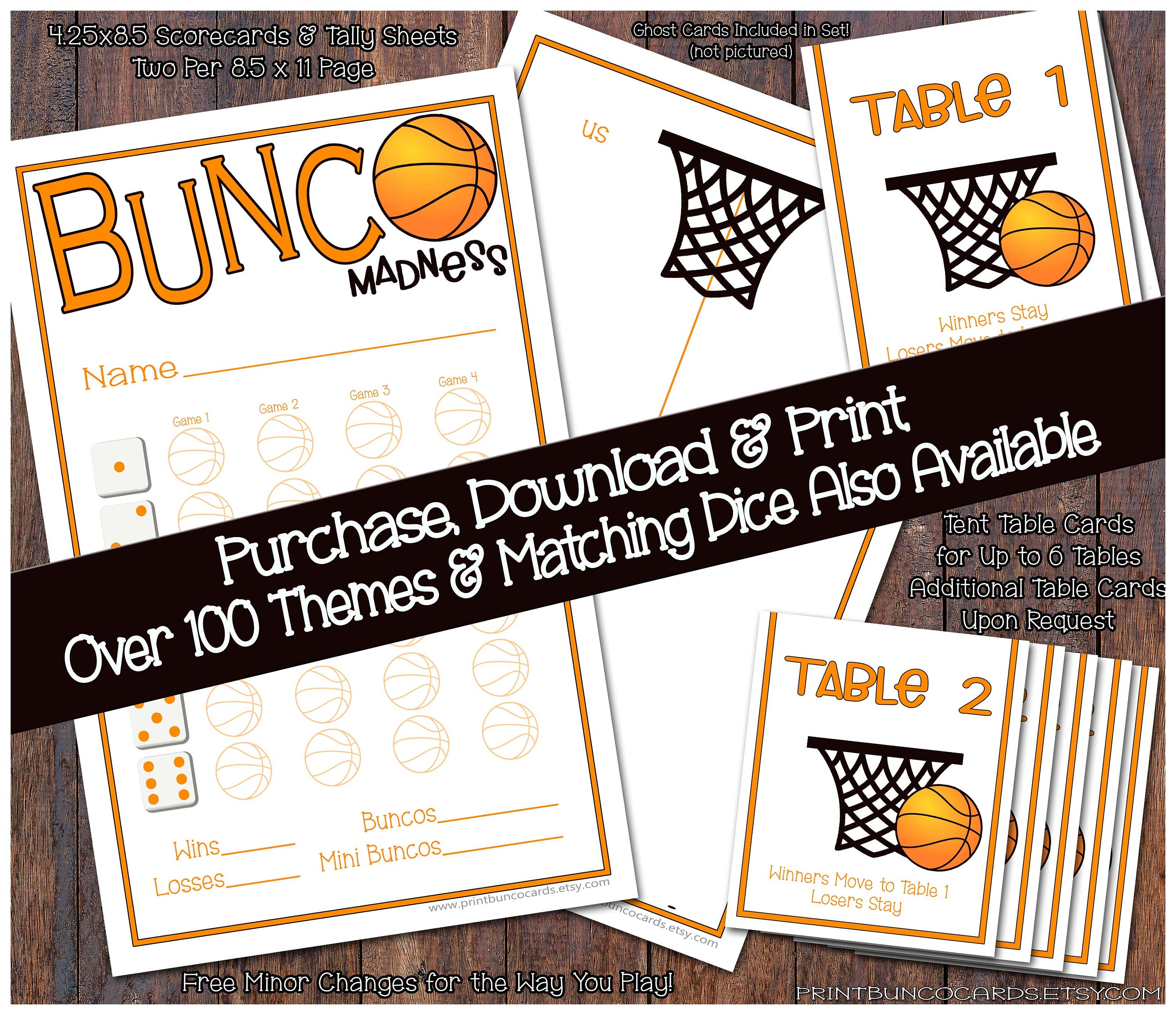 March Madness Basketball Themed Bunco Set Bunko Scorecards Tally Sheets ...