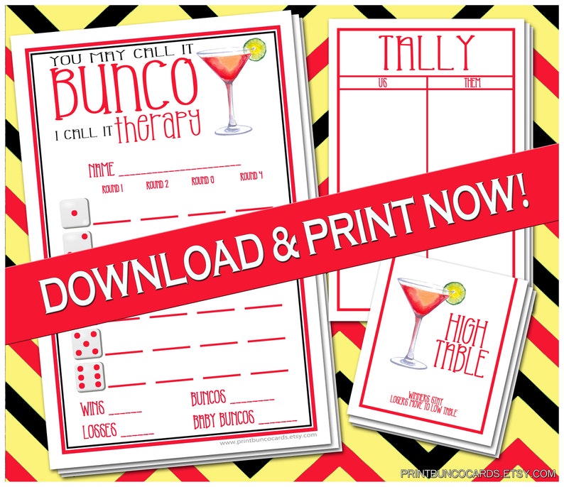 Printable Bunco Cards Set Custom Bunko Card Download Bunko | Etsy