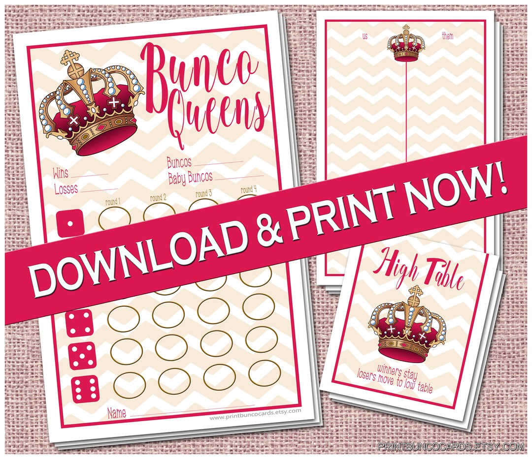 Printable Bunco Cards Bunco Queens Bunko Scorecards Score Sheets ...