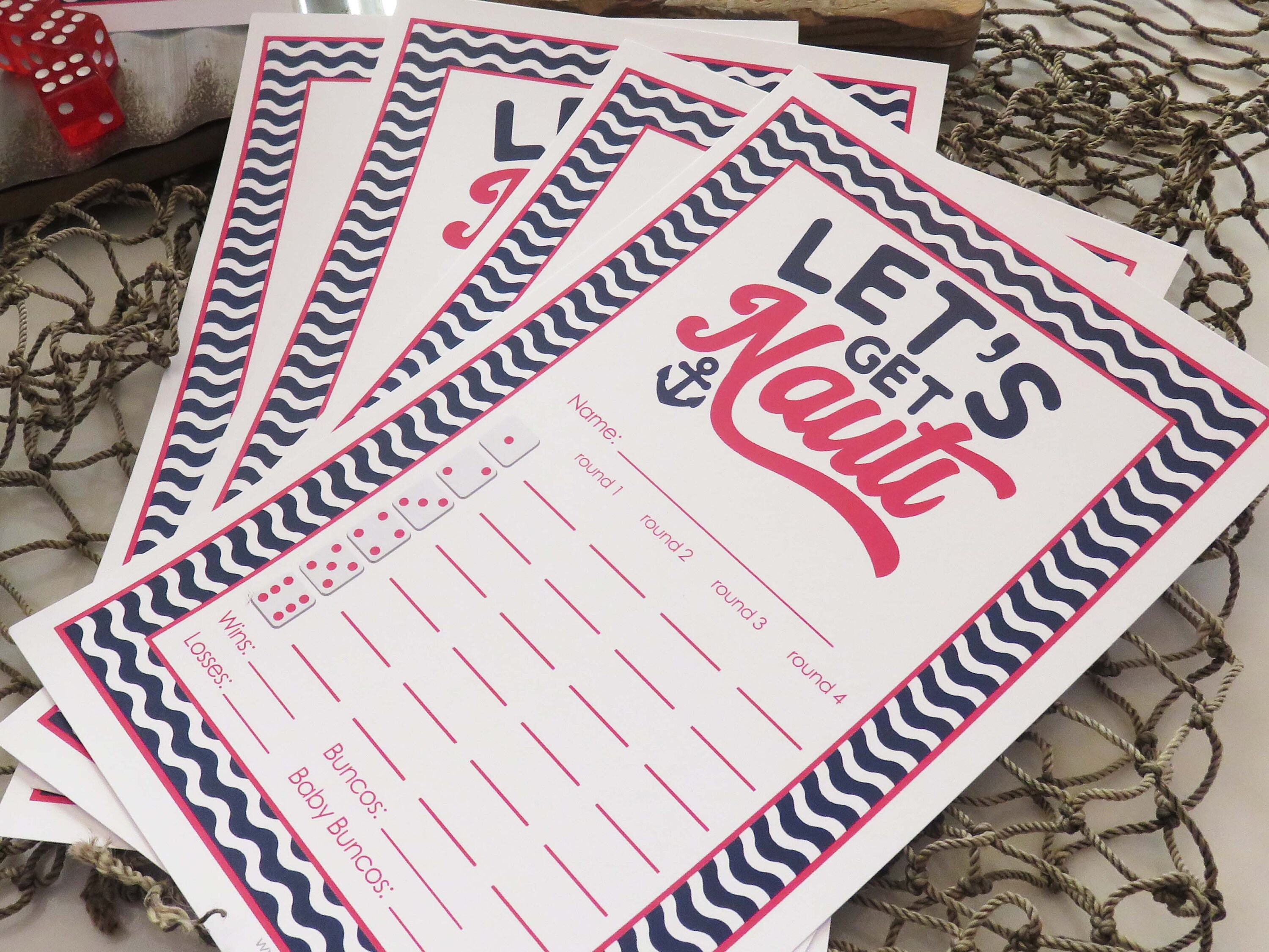 Printable Nautical Themed Bunco Cards Bunko Party Instant Download - Etsy