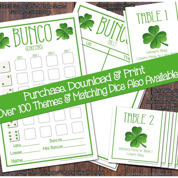 Free Printable Bunco Sheets - Etsy