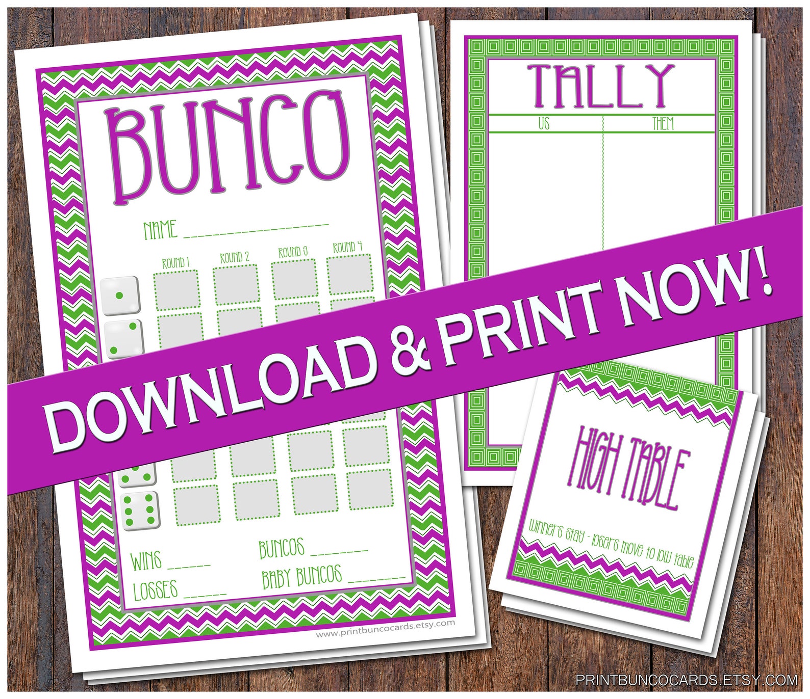 Printable Bunco Cards Custom Bunko Scorecards Score Sheets Instant ...