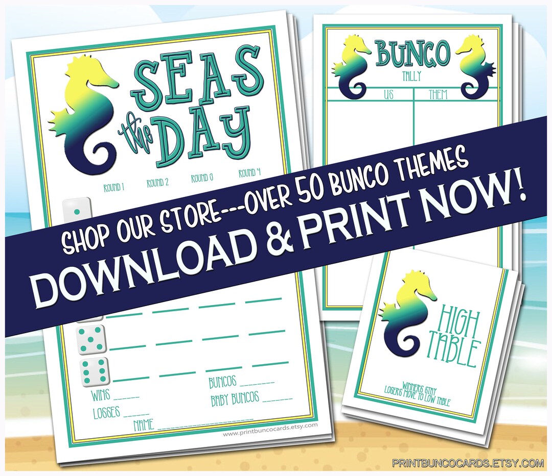 Printable Tropical Bunco Card Set: Summer Beach Theme (instant Download ...