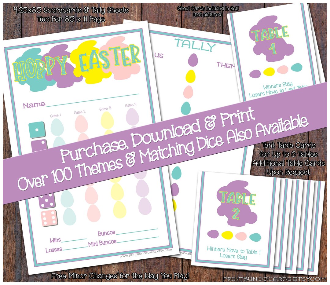 Hoppy Easter Bunco Set Easter Bunko Scorecards Printables Tally ...