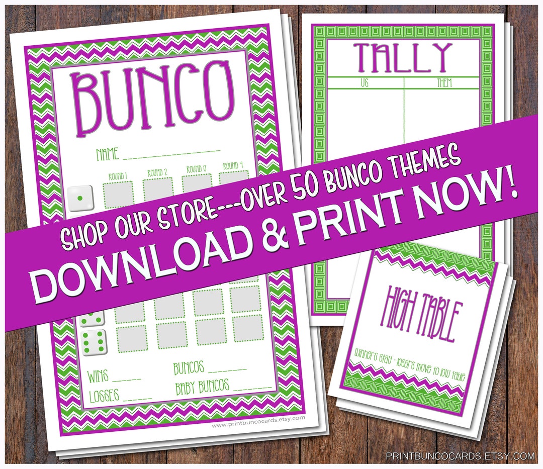 Printable Bunco Cards Custom Bunko Scorecards Score Sheets Instant ...
