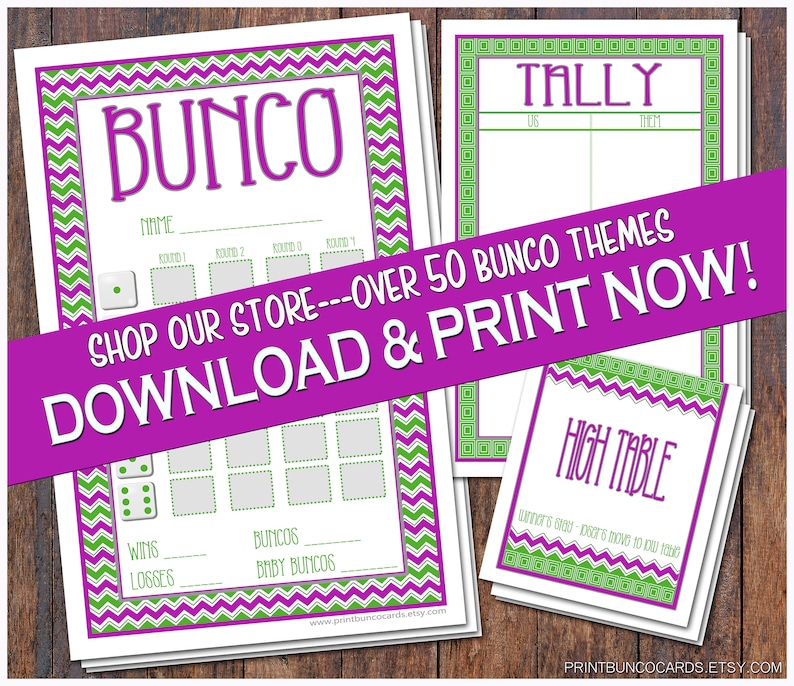 Printable Bunco Cards Custom Bunko Scorecards Score Sheets Instant ...