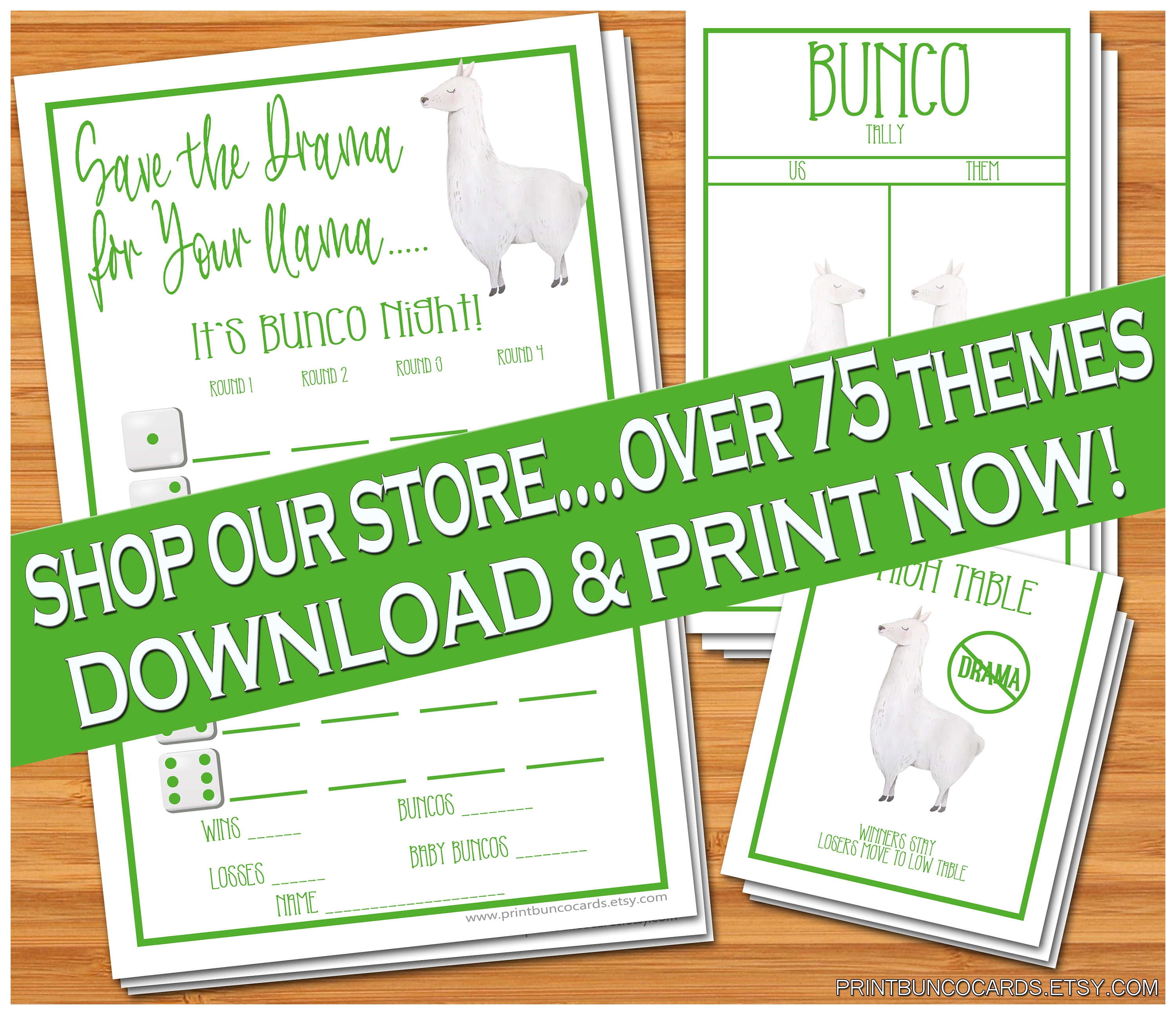 Printable Bunco Set Save the Drama Llama Fall Complete Custom Set Bunco ...