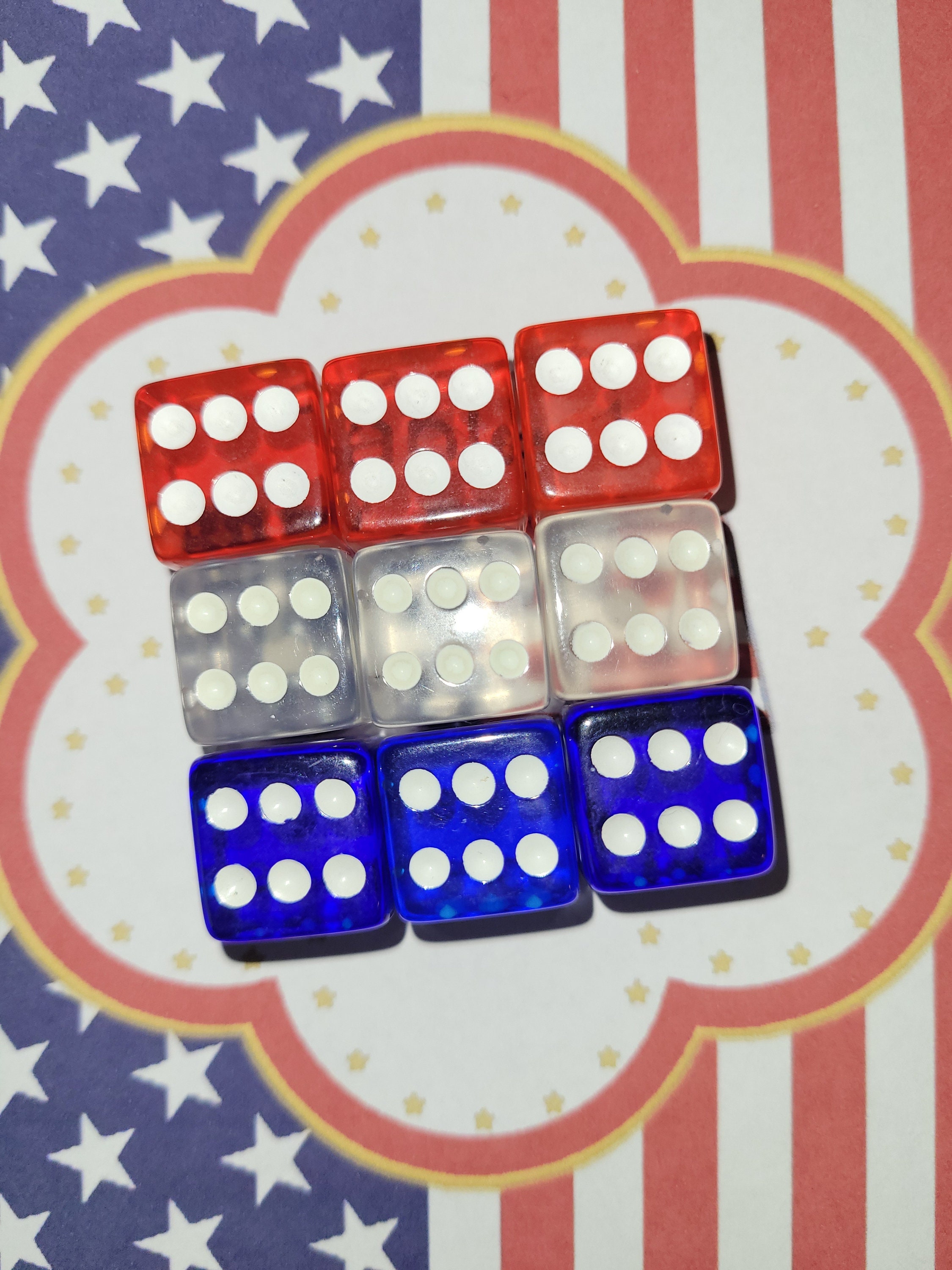 Red White Blue Bunco Dice 4th of July Memorial Day Veterans Day Bunko ...