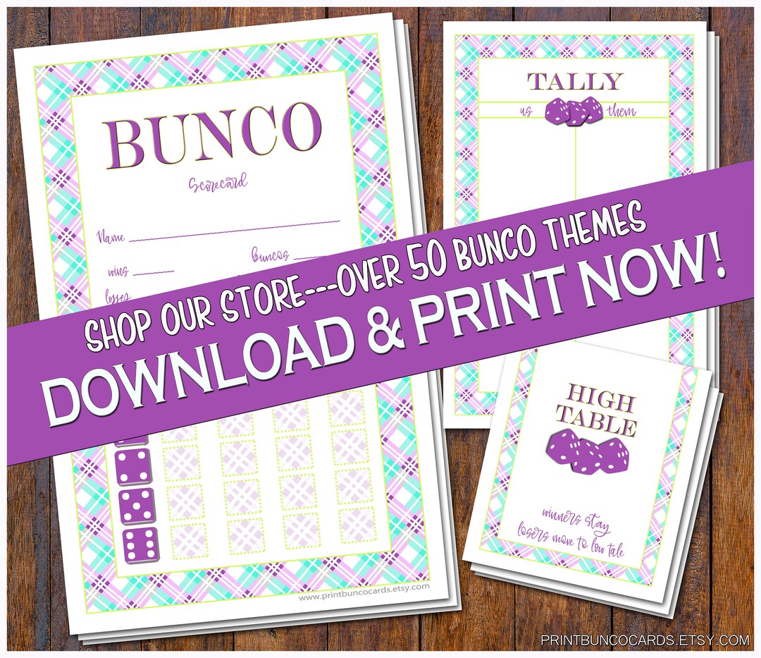 Printable Bunco Cards Set Custom Bunko Scorecards Score Sheets Instant ...