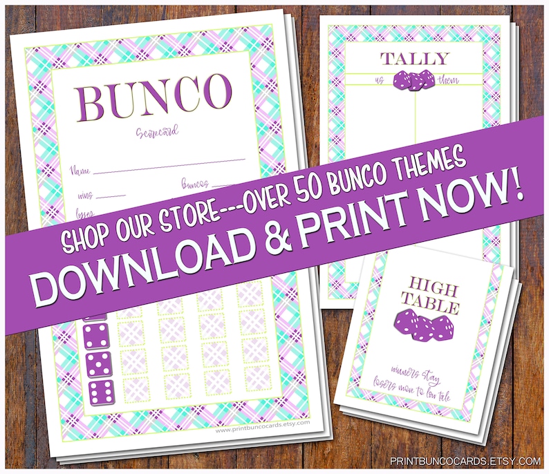 Printable Bunco Cards Set Custom Bunko Scorecards Score Sheets Instant ...