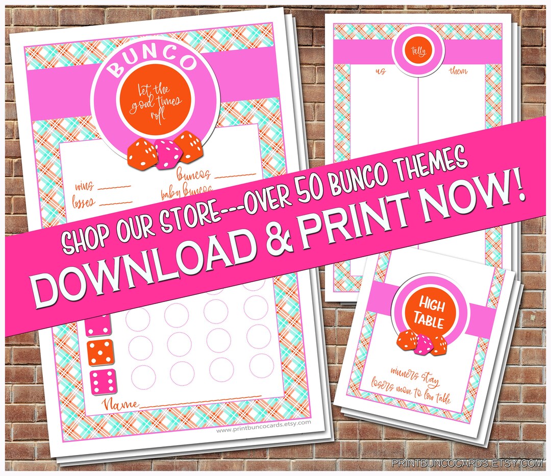 Printable Bunco Cards Bunko Scorecards Score Sheets Instant Download ...