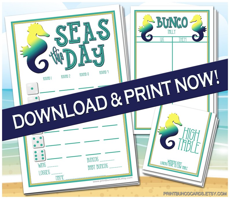 Printable Tropical Bunco Cards Complete Custom Set Bunko Scorecards ...
