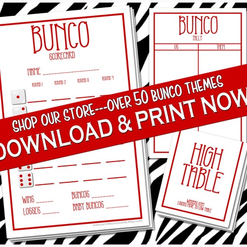 Bunco Printable Bunco Cards - Etsy