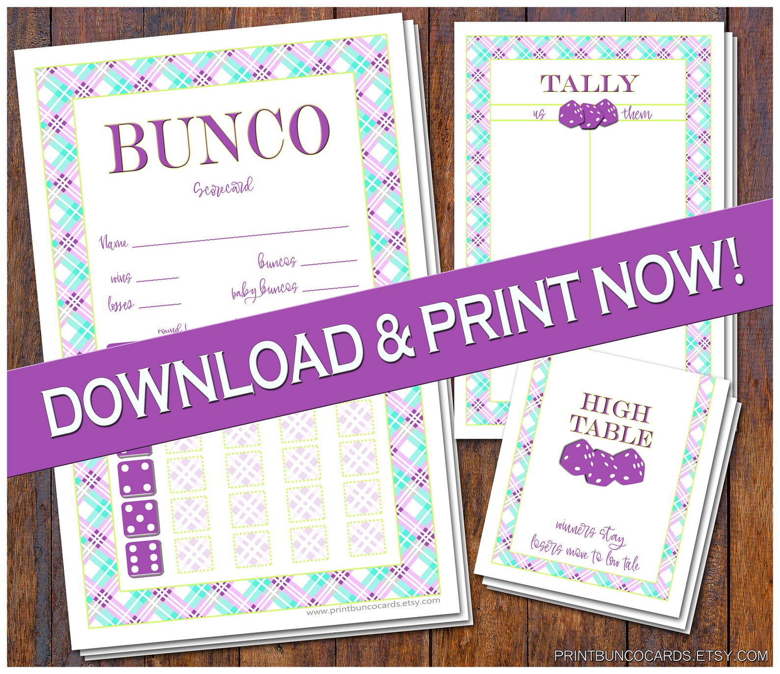 Printable Bunco Cards Set Custom Bunko Scorecards Score Sheets Instant ...