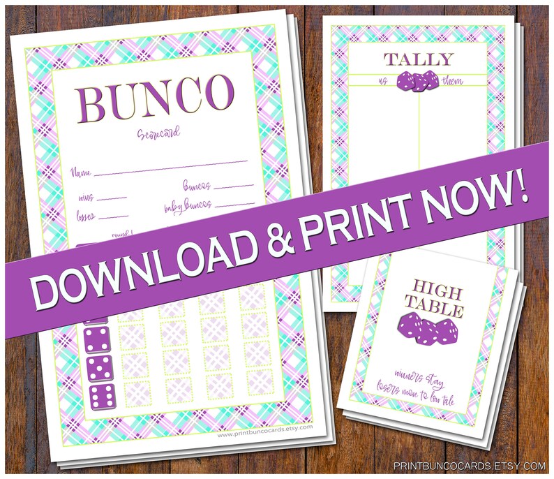 Printable Bunco Cards Set Custom Bunko Scorecards Score Sheets Instant ...