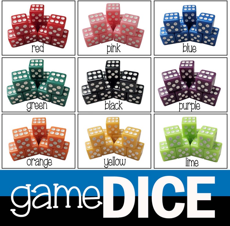 Bunco Party Dice Set: Custom Colors, 9 Square Dice (16mm) - Etsy