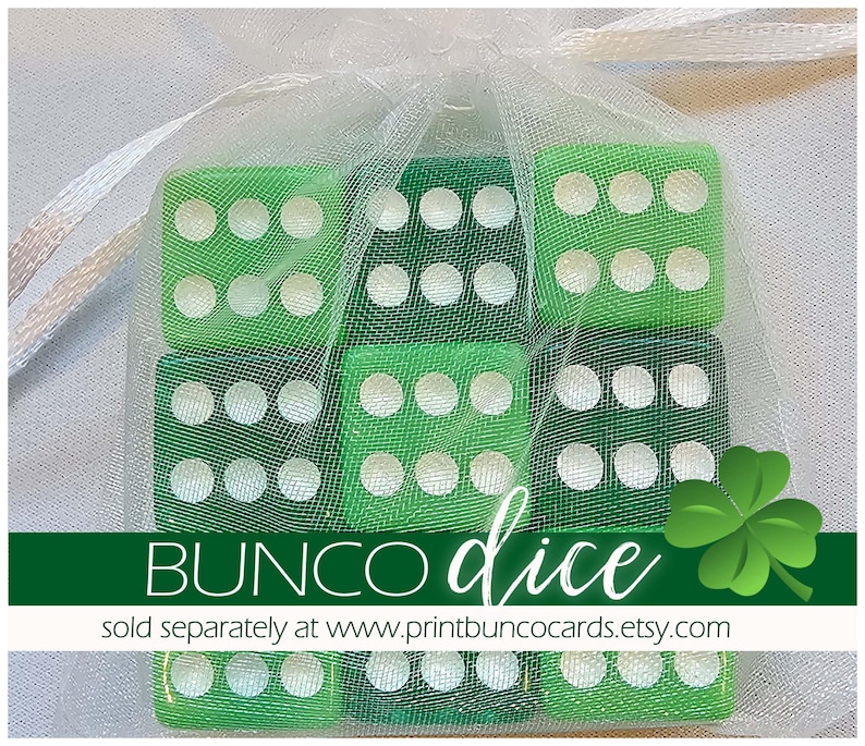 Value Priced Green Printable Bunco Set-complete Bunco Set-bunco Card ...
