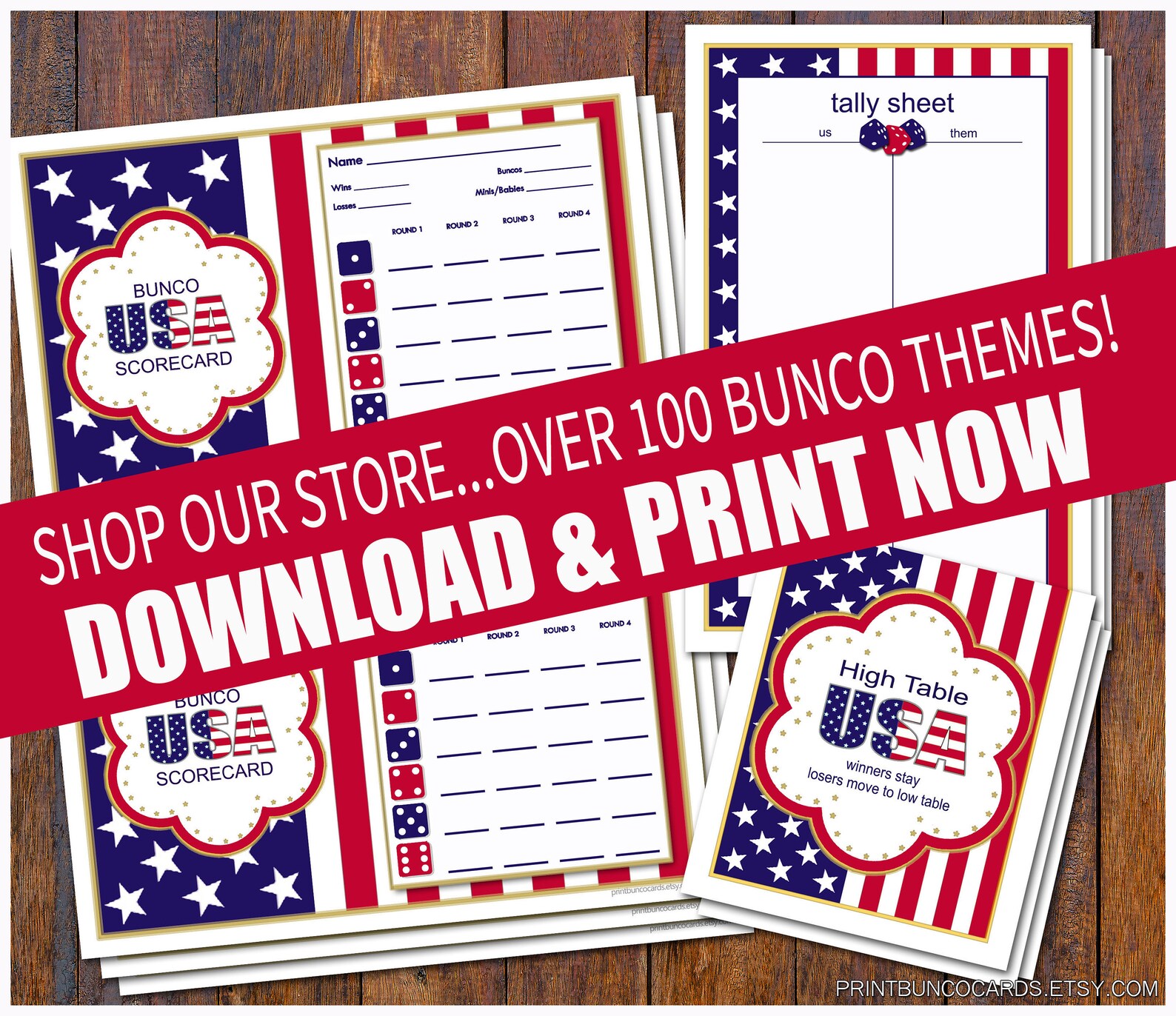 Printable Bunco USA Patriotic Custom Cards Bunko Scorecards - Etsy