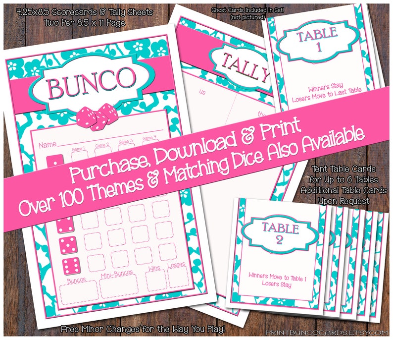 Pretty Spring Floral Printable Bunco Set Complete Bunco Set-bunco Card ...