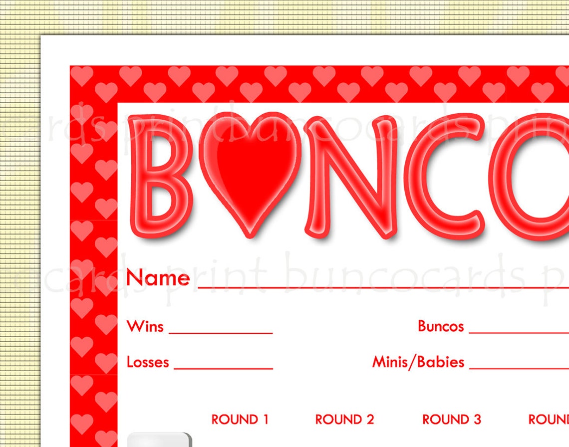 Hearts Valentines Bunco Cards Printable Bunco Set-complete - Etsy