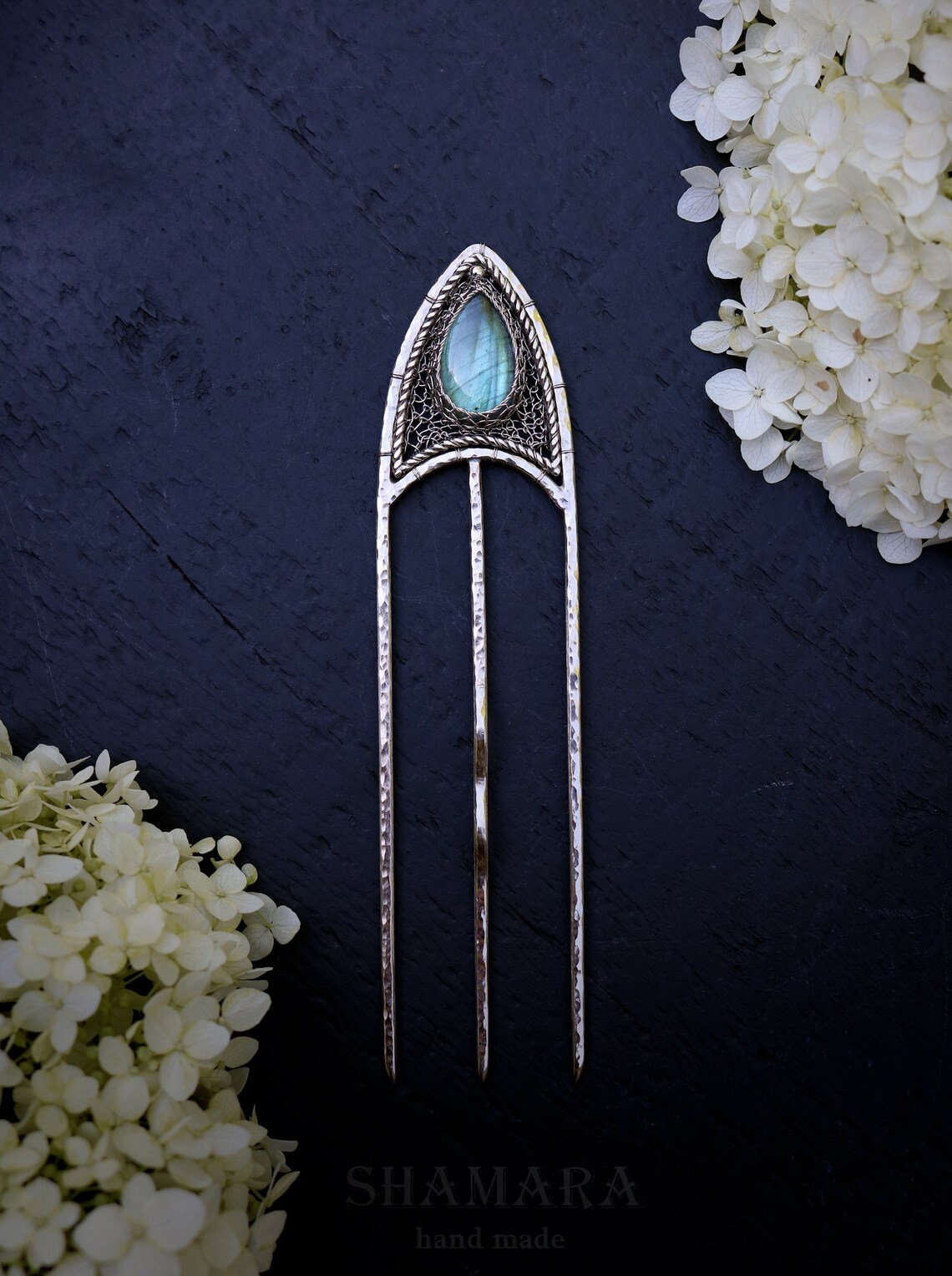 Wire Wrapped Hair Pin for Long Hair. Hair Comb With Blue - Etsy