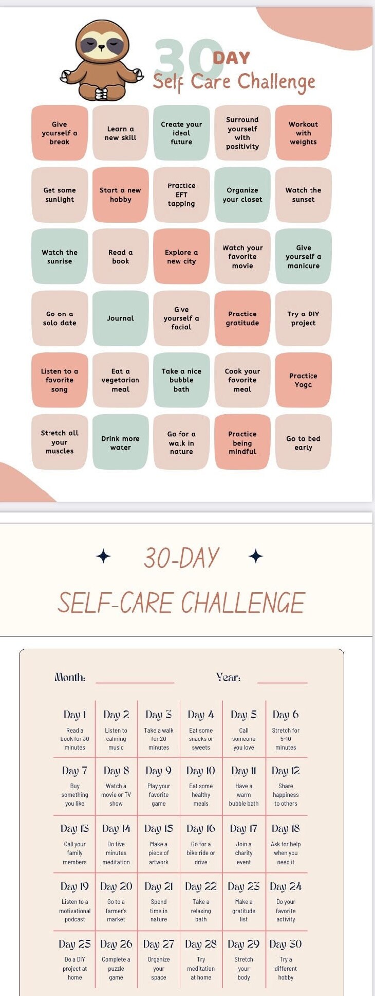 Self-care Monthly Calendar and Planner - Etsy