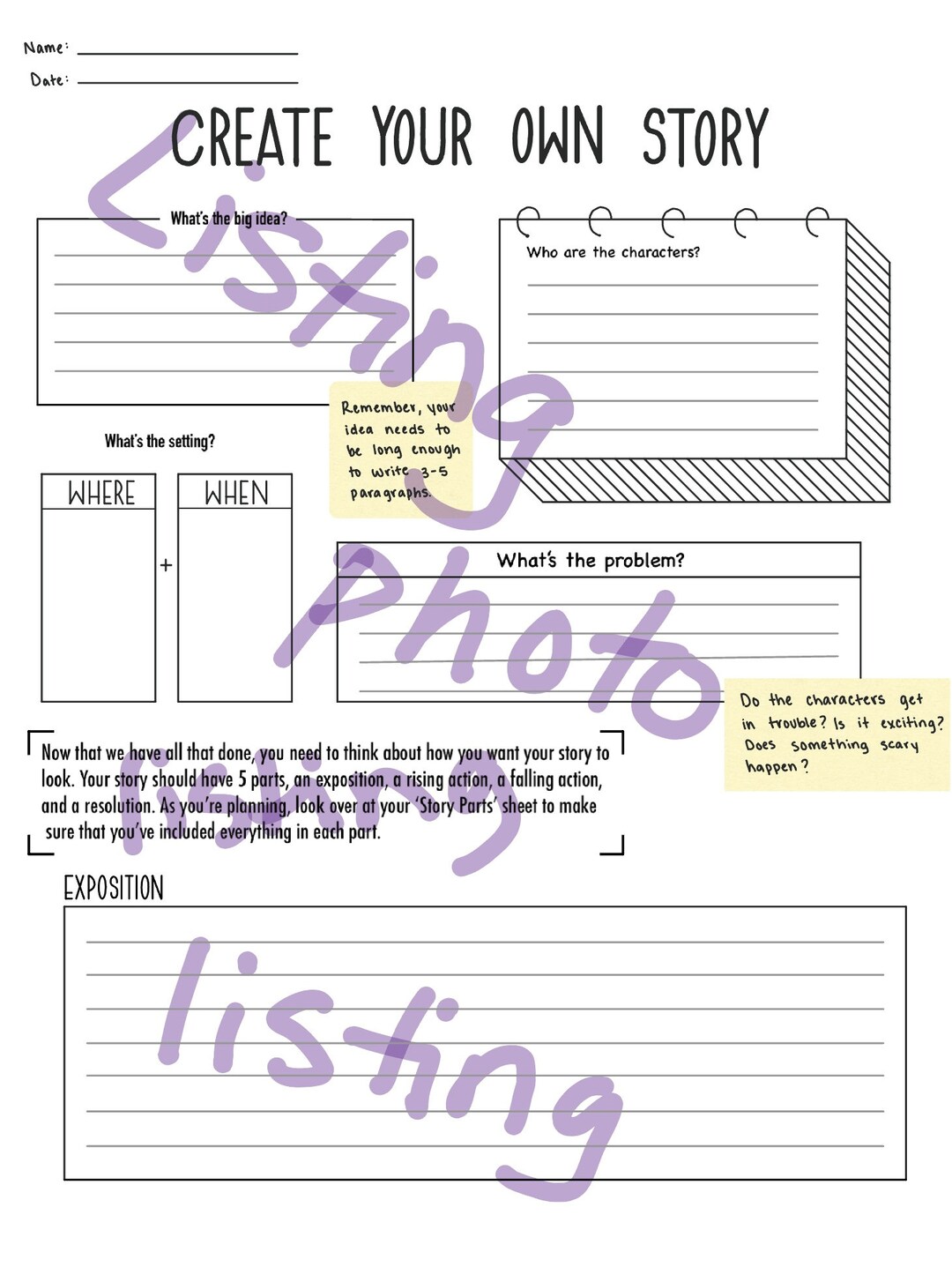 Create Your Own Story Worksheet 4th-7th Grade - Etsy