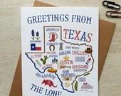 Texas Landmarks Greeting Card - Etsy