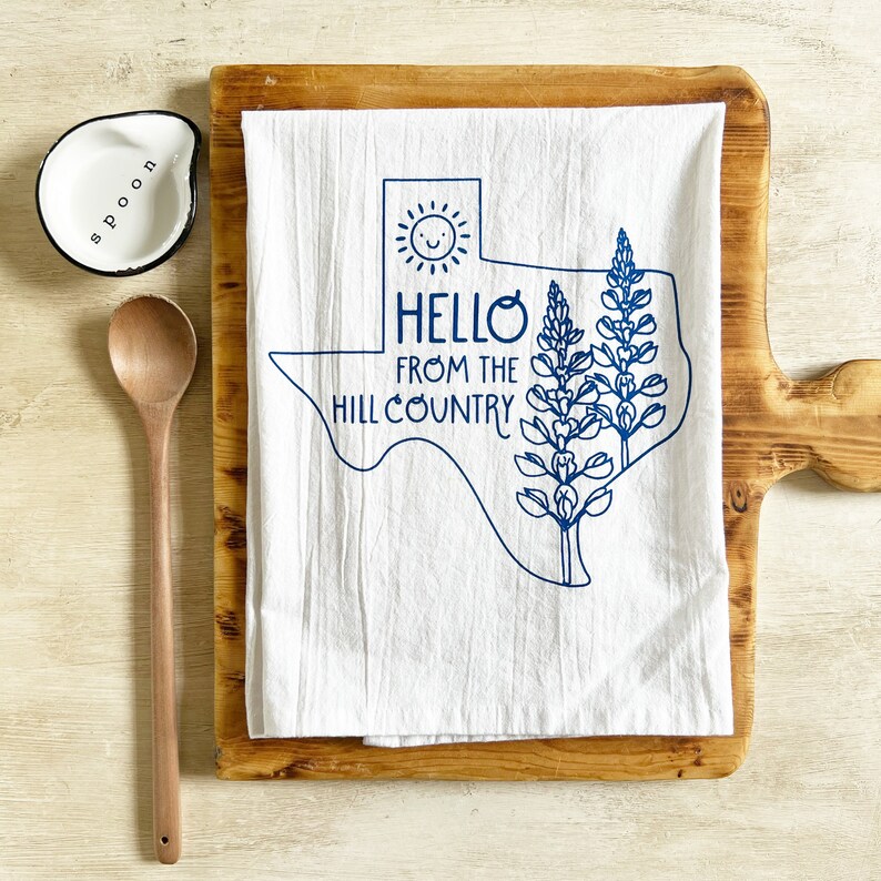 Texas Hill Country Hello Bluebonnet Tea Towel - Etsy