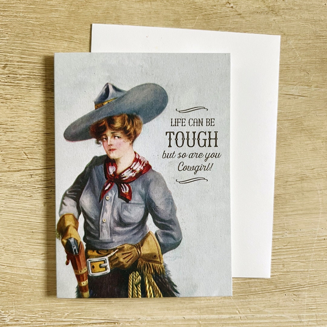 Vintage Cowgirl Art Encouragement Greeting Card - Etsy